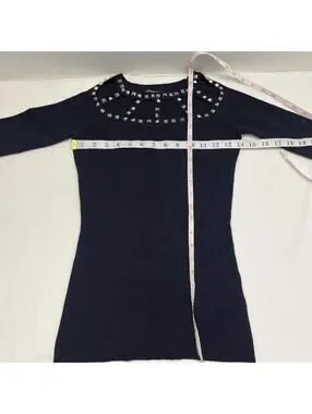 Tops | 210s Moewy Navy Adjusted Long Sleeve With Studded Neckline ...